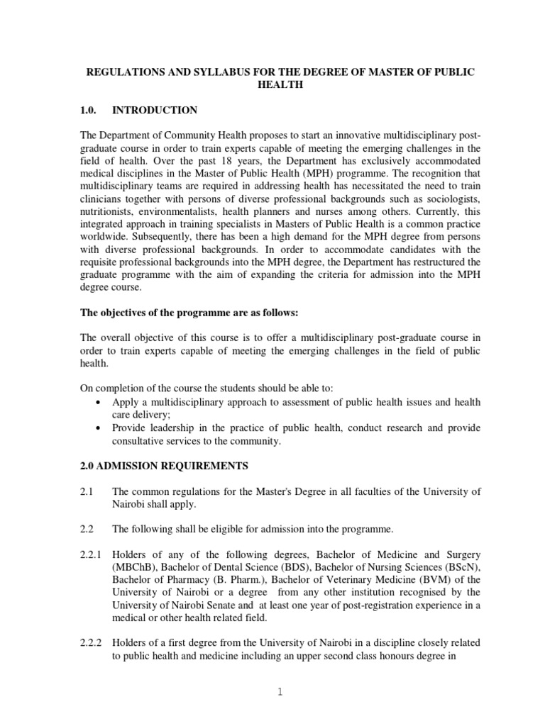 MPH Curriculum | PDF