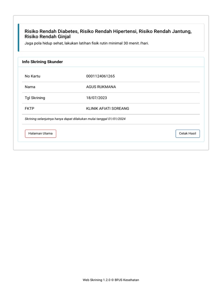 Web Skrining BPJS Kesehatan | PDF