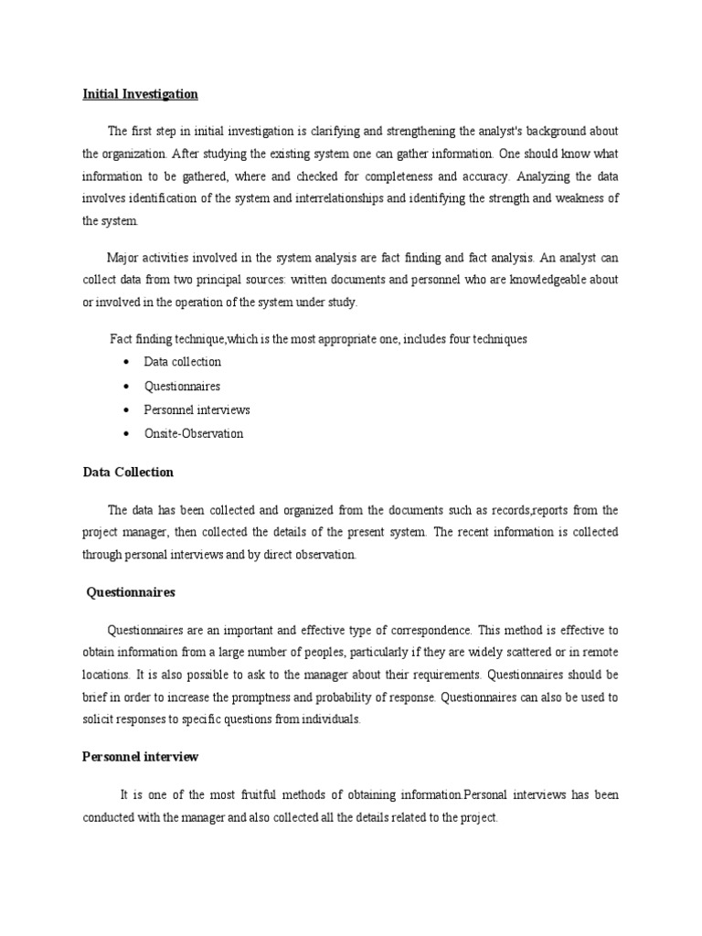 Initial Investigation | PDF
