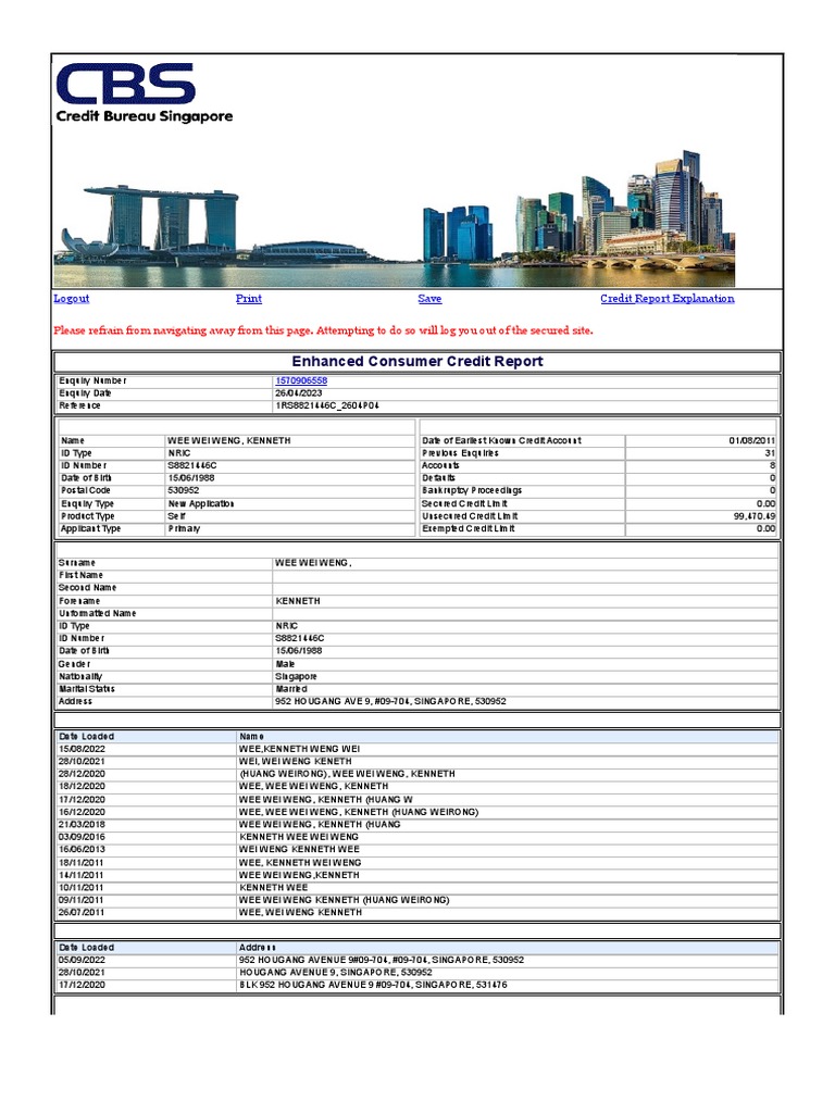Enhanced Consumer Credit Report | PDF