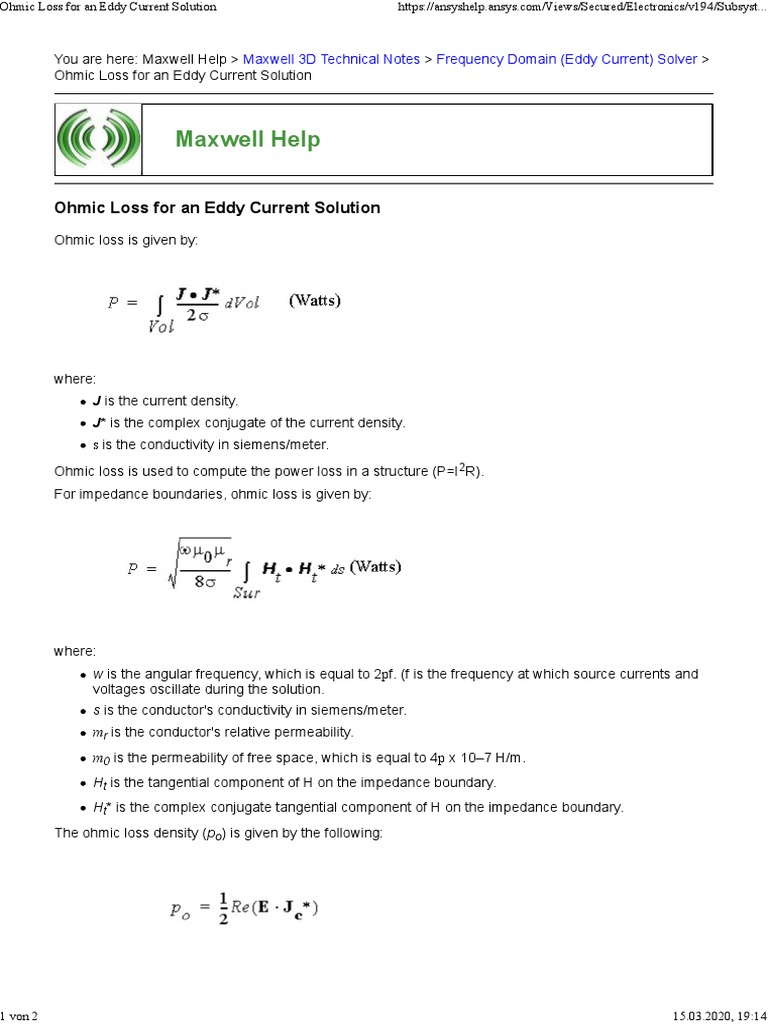 Understanding Ohmic Loss in Eddy Currents | PDF