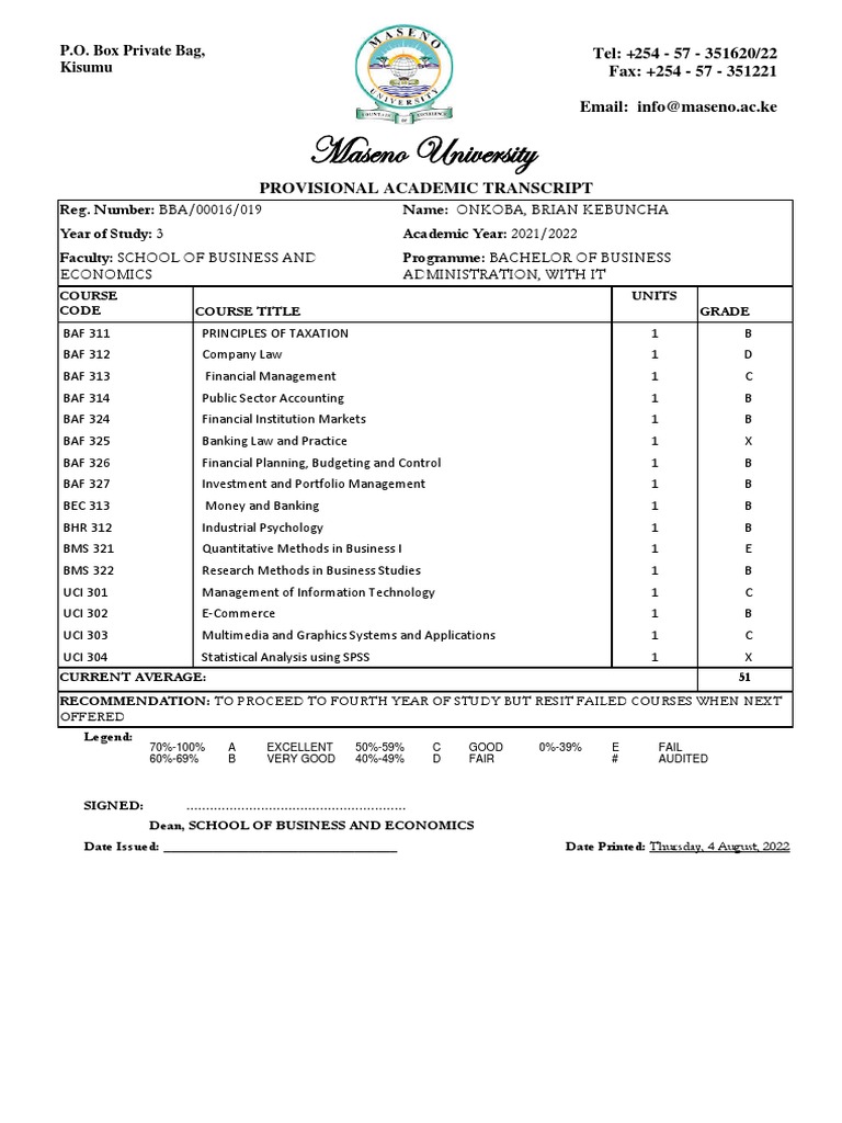 Year 3 Maseno Transcript | PDF | Economies | Business