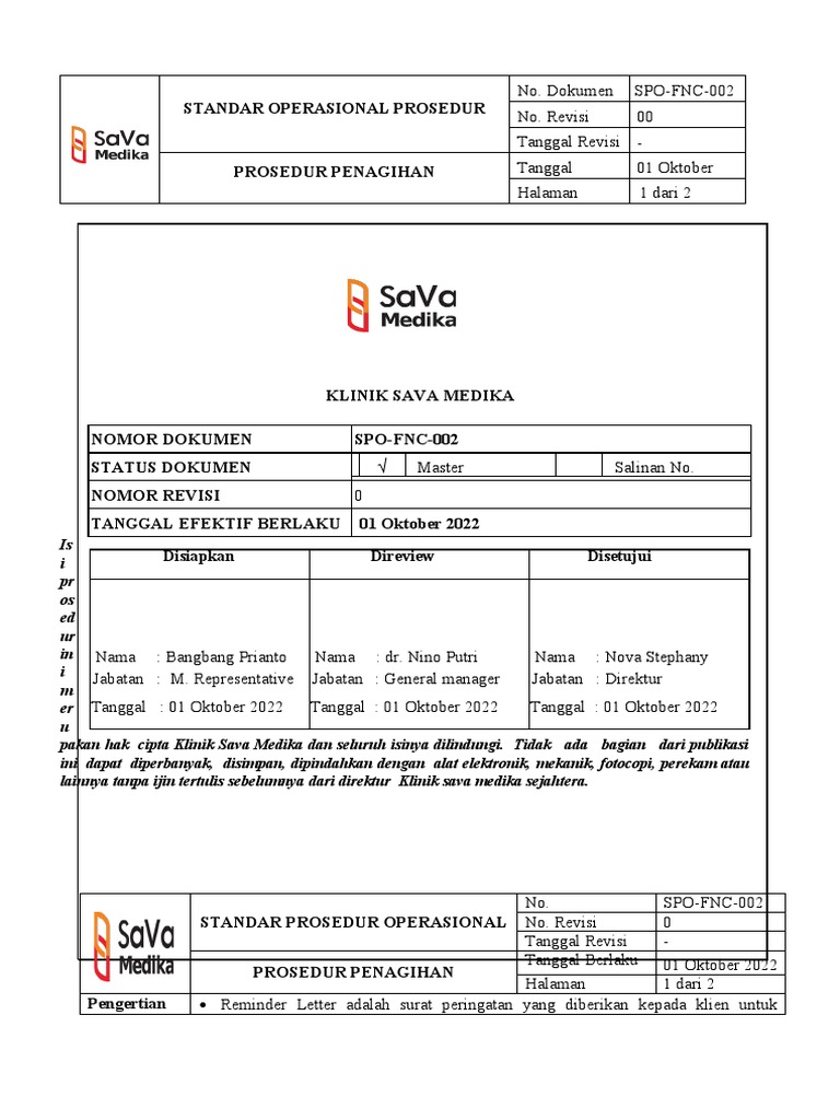 Spo-Fnc-002 Prosedur Penagihan | PDF