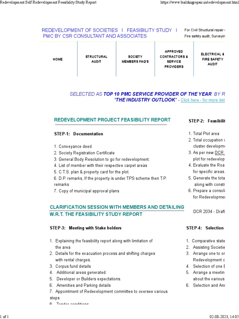 Redevelopment Self Redevelopment Feasibility Study Report | PDF | Business