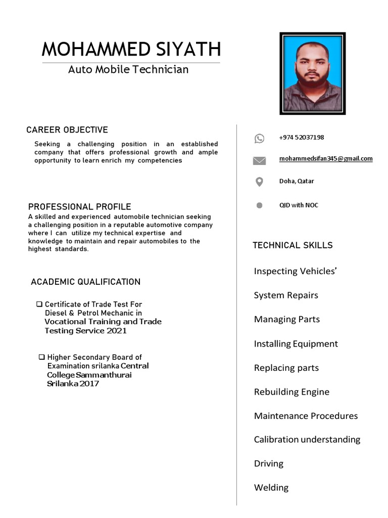 Siyath Atuomobile CV | PDF