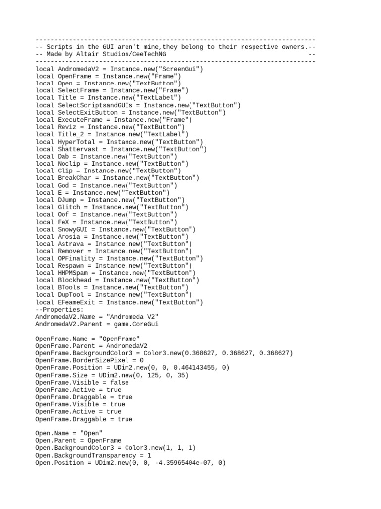 (ROBLOX) (FE) Andromeda GUI V2 | PDF