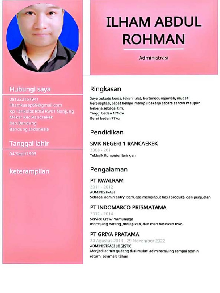 CV - Ilham Abdul Rohman | PDF