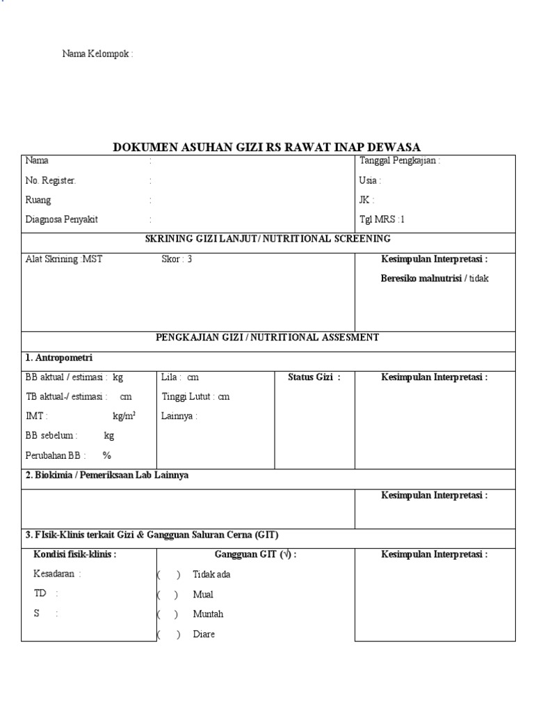 Formulir NCP Dietetik 2023 | PDF