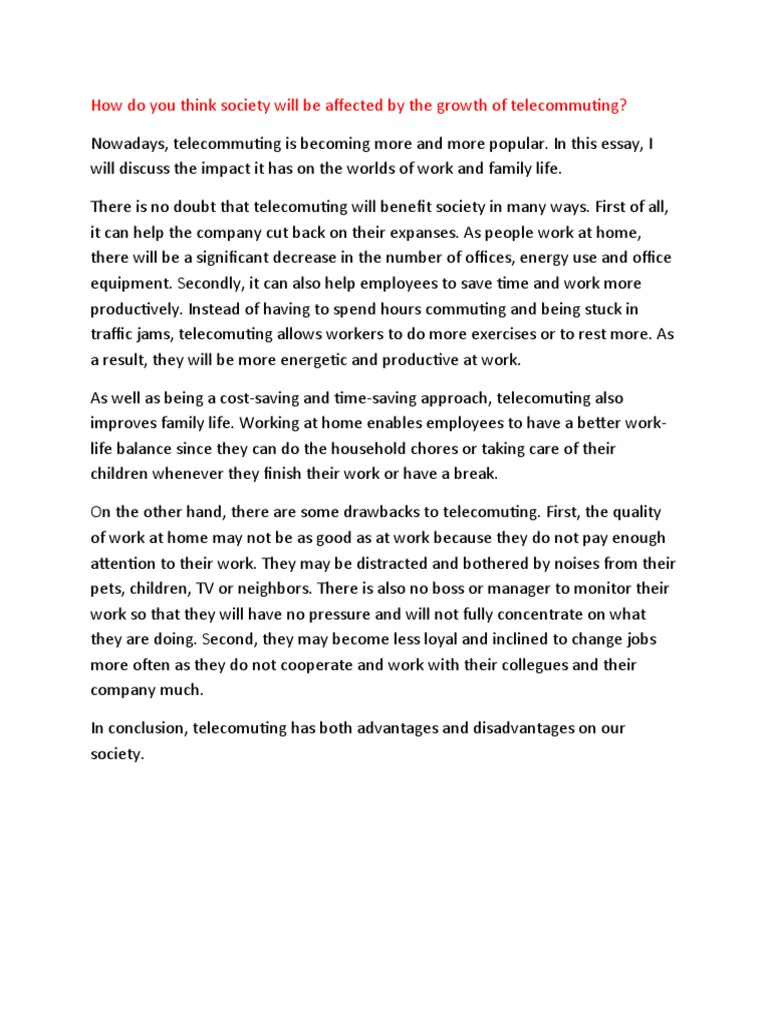 How Do You Think Society Will Be Affected by The Growth of ...