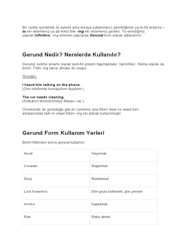 Gerund Infinitive Notes | PDF