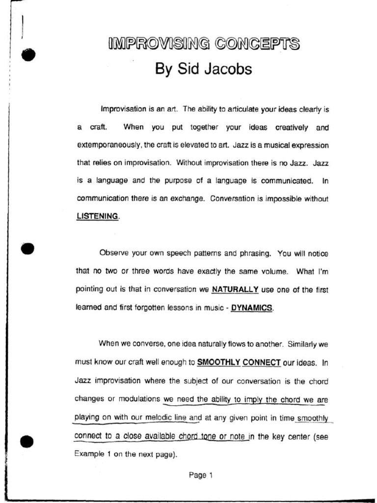 Sid Jacobs Improvising Concepts - Compress | PDF