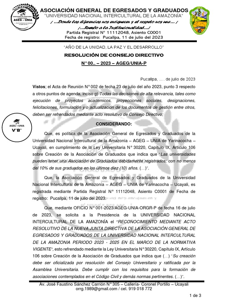 Reconocimiento de Nueva Junta Directiva | PDF