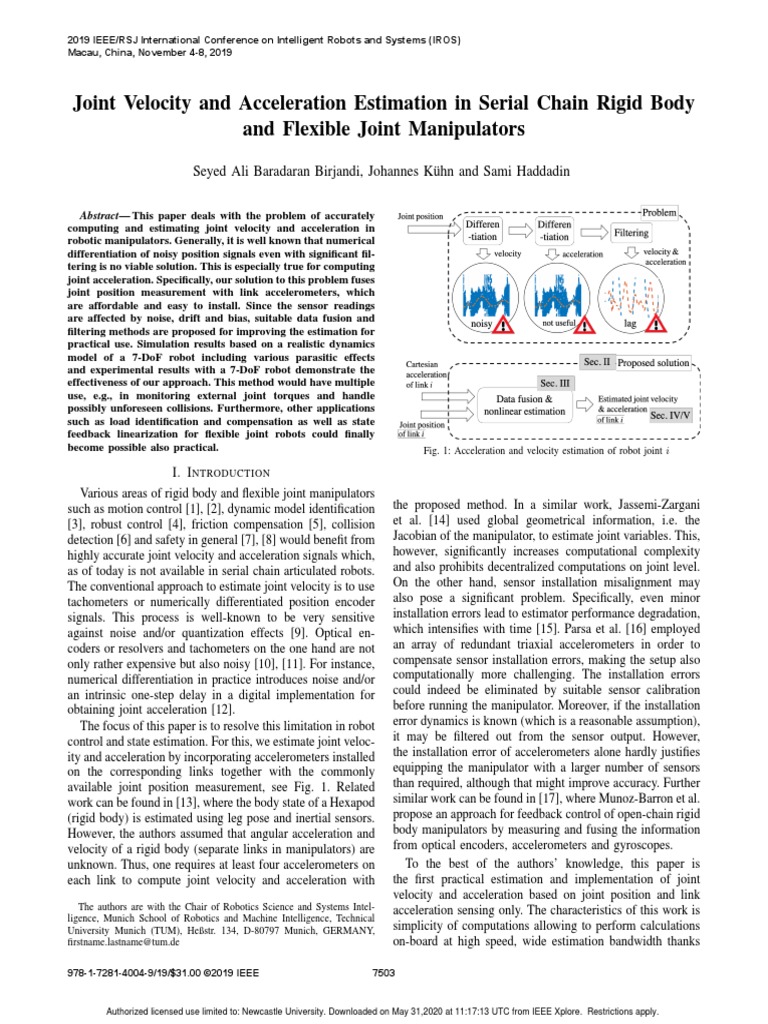 Joint Velocity and Acceleration Estimation in Serial Chain Rigid Body ...