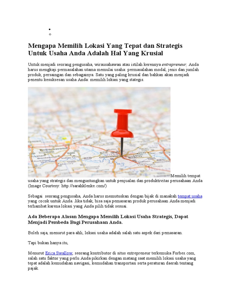 Mengapa Memilih Lokasi Yang Tepat Dan Strategis Untuk Usaha Anda Adalah ...