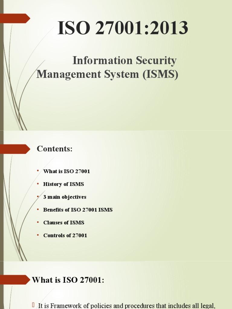 Iso 27001 Isms Ppt | PDF
