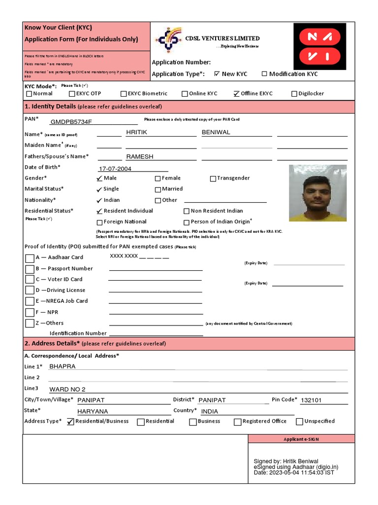 Navi Amc Kyc Form | PDF | Identity Document | Privacy