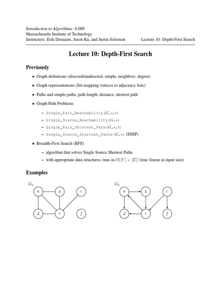 Depth First Search Pdf