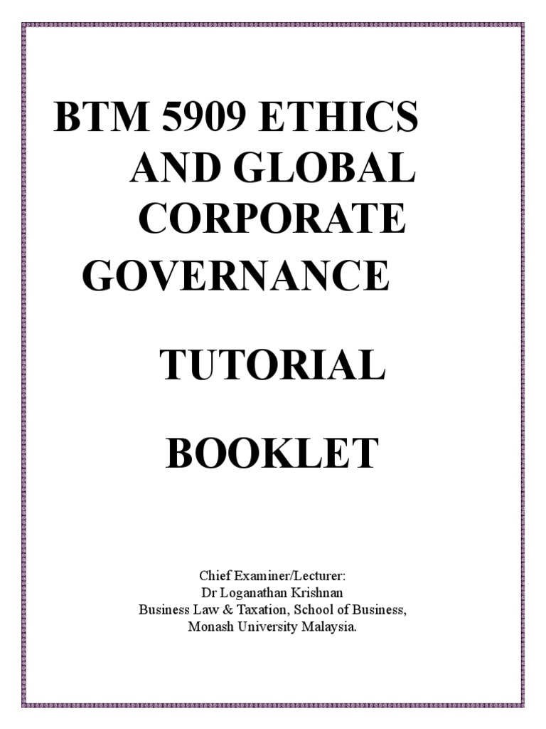 Tutorial Booklet | PDF | Corporate Governance | Corporate Social Responsibility