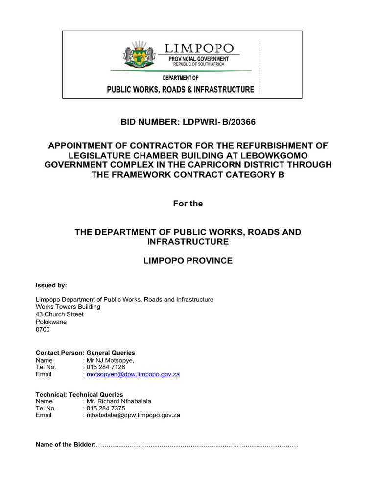Legislature Chamber Refurbishment Tender | PDF | Offer And Acceptance | Taxes