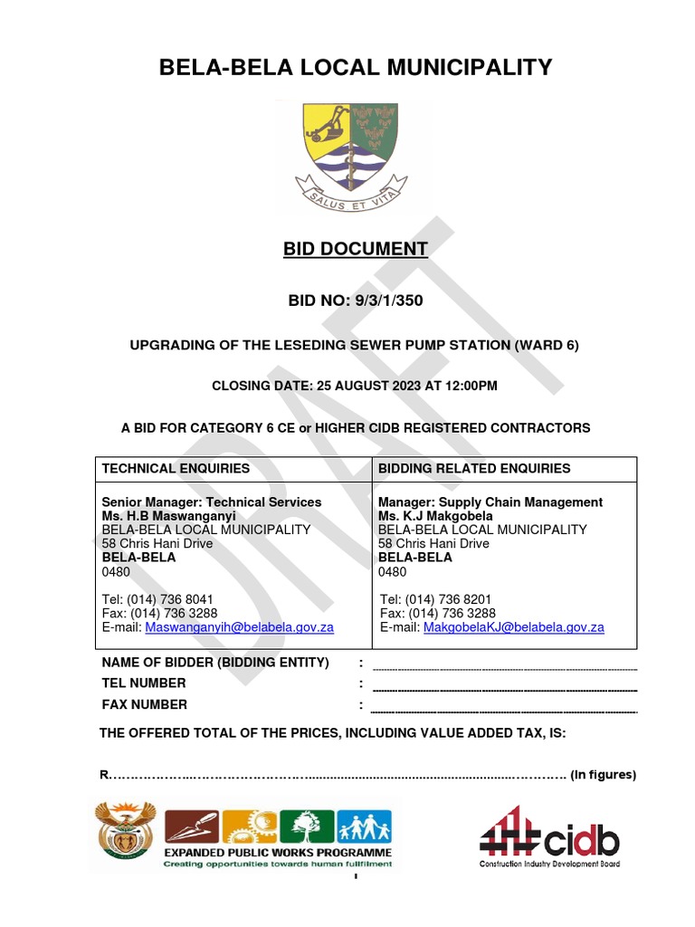 Leseding PS - Draft Tender Document-18JUL23 FINAL | PDF