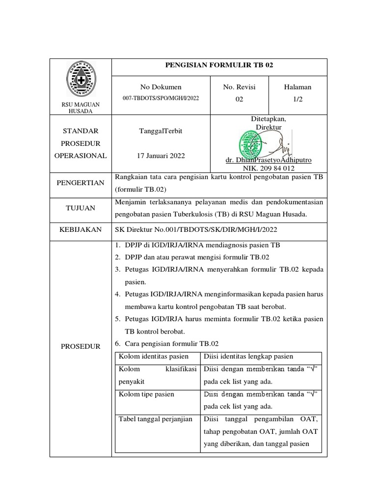 Pengisian Formulir TB 02 | PDF
