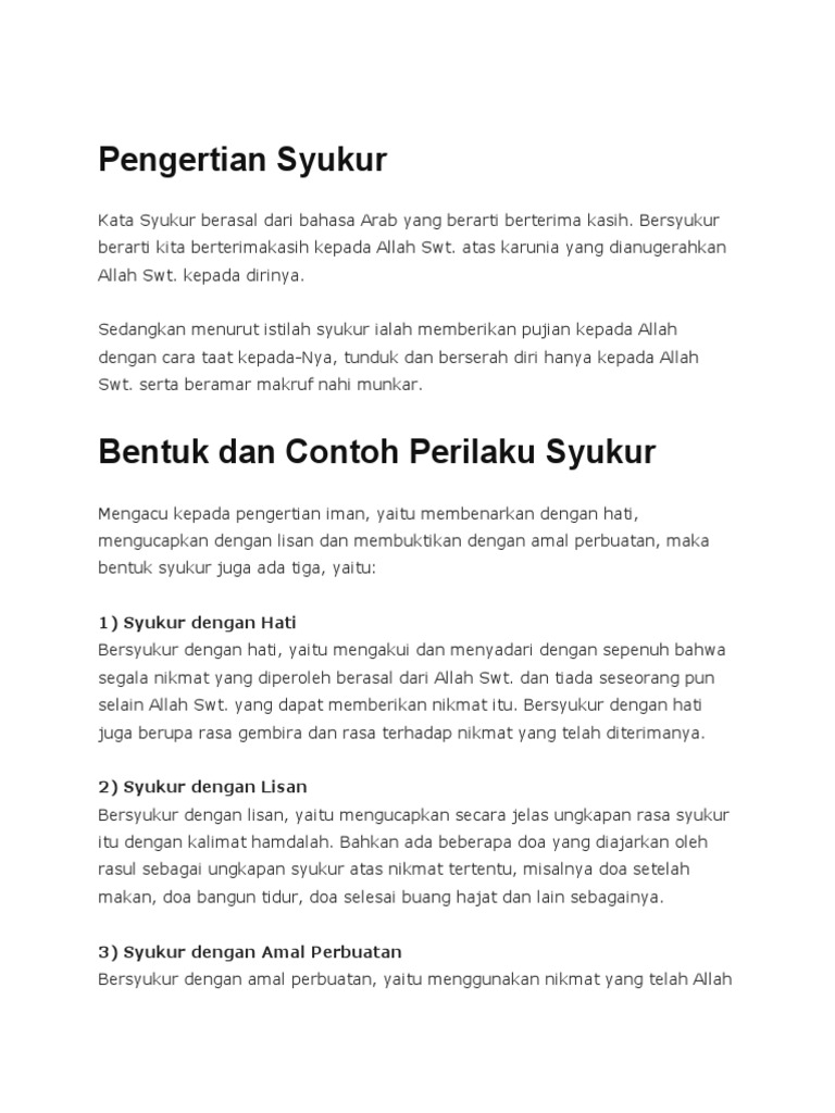 Pengertian Syukur | PDF | Agama & Spiritualitas