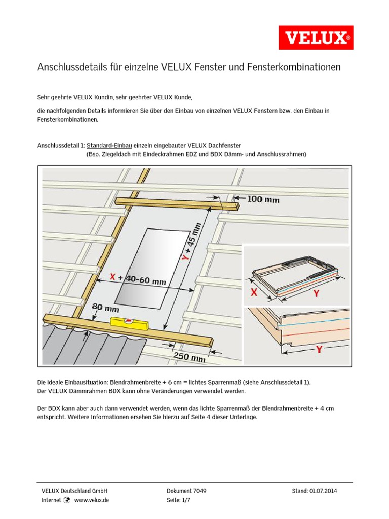 Velux Dachfenster Anschlussdetails | PDF
