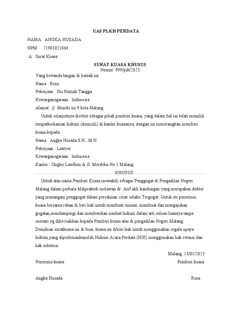 Uas PLKH Perdata | PDF