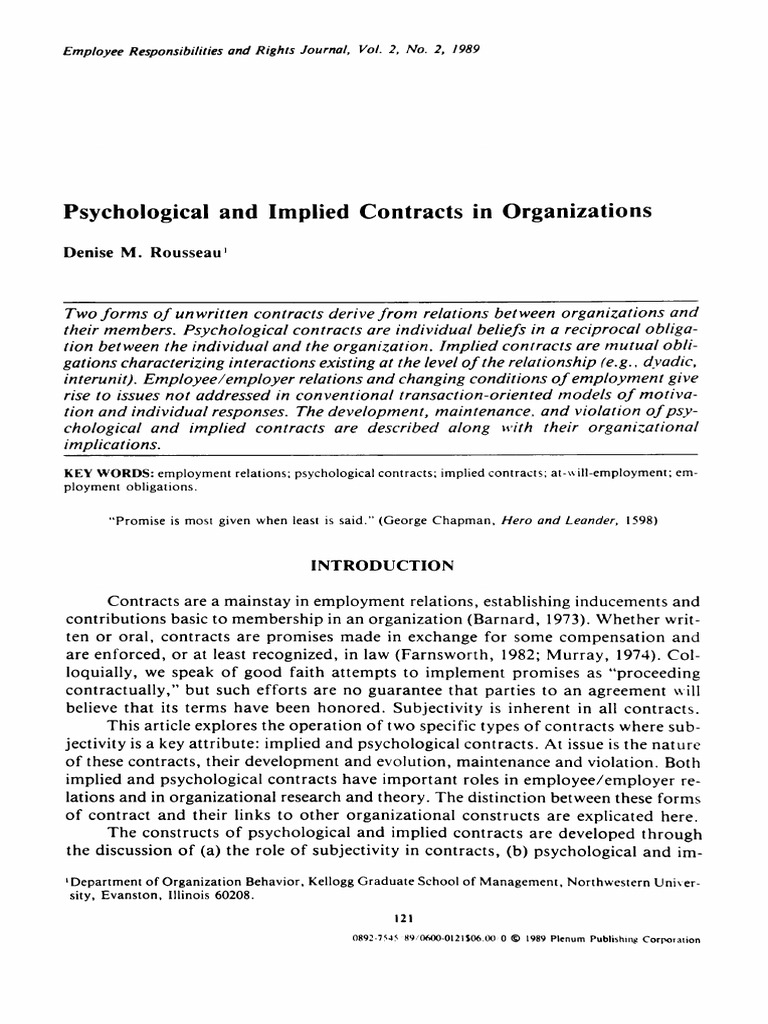 Texto 10 - Denise Rousseau - Psychological and Implied Contracts in ...