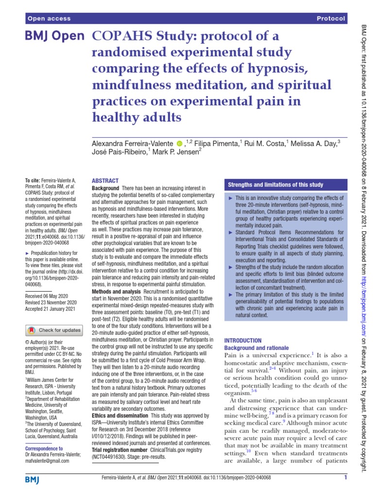 Ferreira-Valente et al 2021 - BMJ Open - ClinicalTrialProtocol | PDF Ferreira-Valente et al 2021 - BMJ Open - ClinicalTrialProtocol | PDF