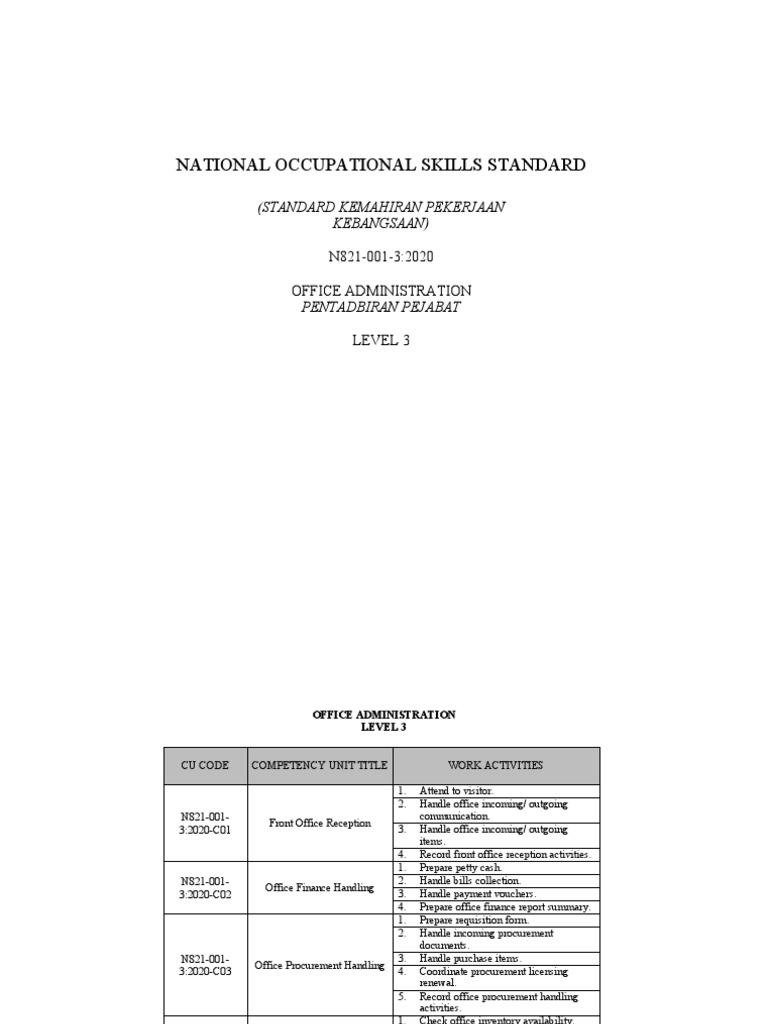 National Occupational Skills Standard (Noss) | Download Free PDF ...