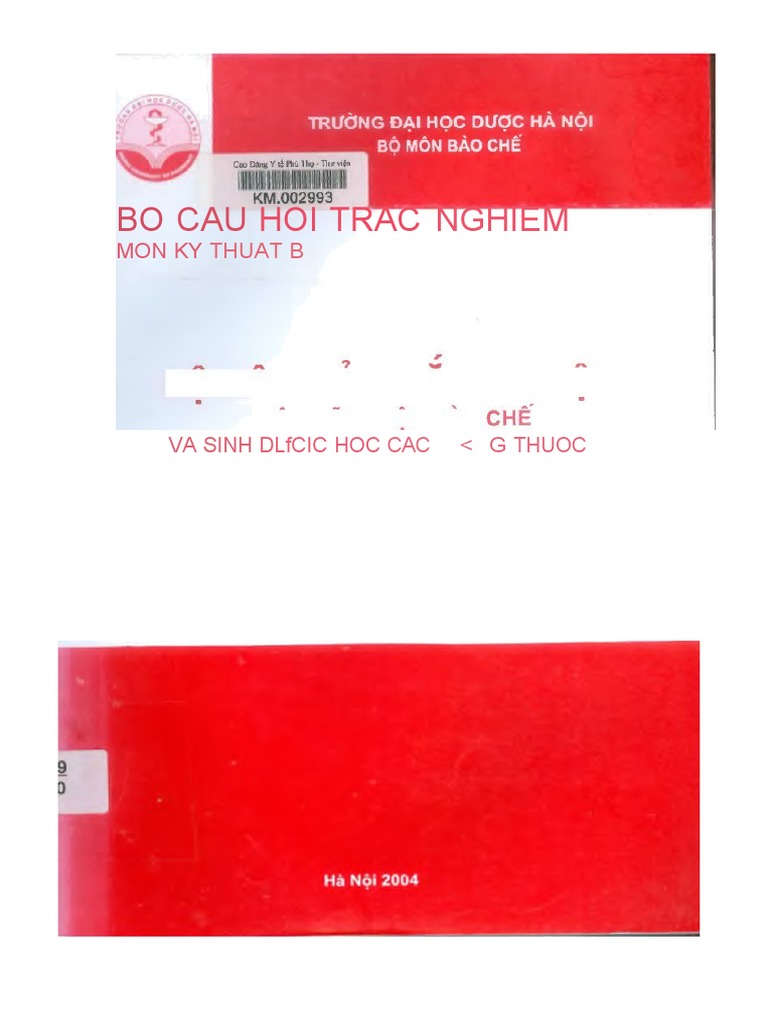 Bo Cau Hoi Trac Nghiem Mon Ky Thuat Bao Che Va Sinh Duoc Hoc Cac Dang Thuoc Truong Dai Hoc Duoc ...