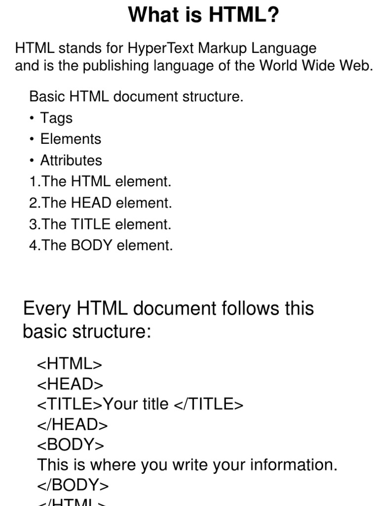 HTML Stands For Hypertext Markup Language and Is The Publishing ...
