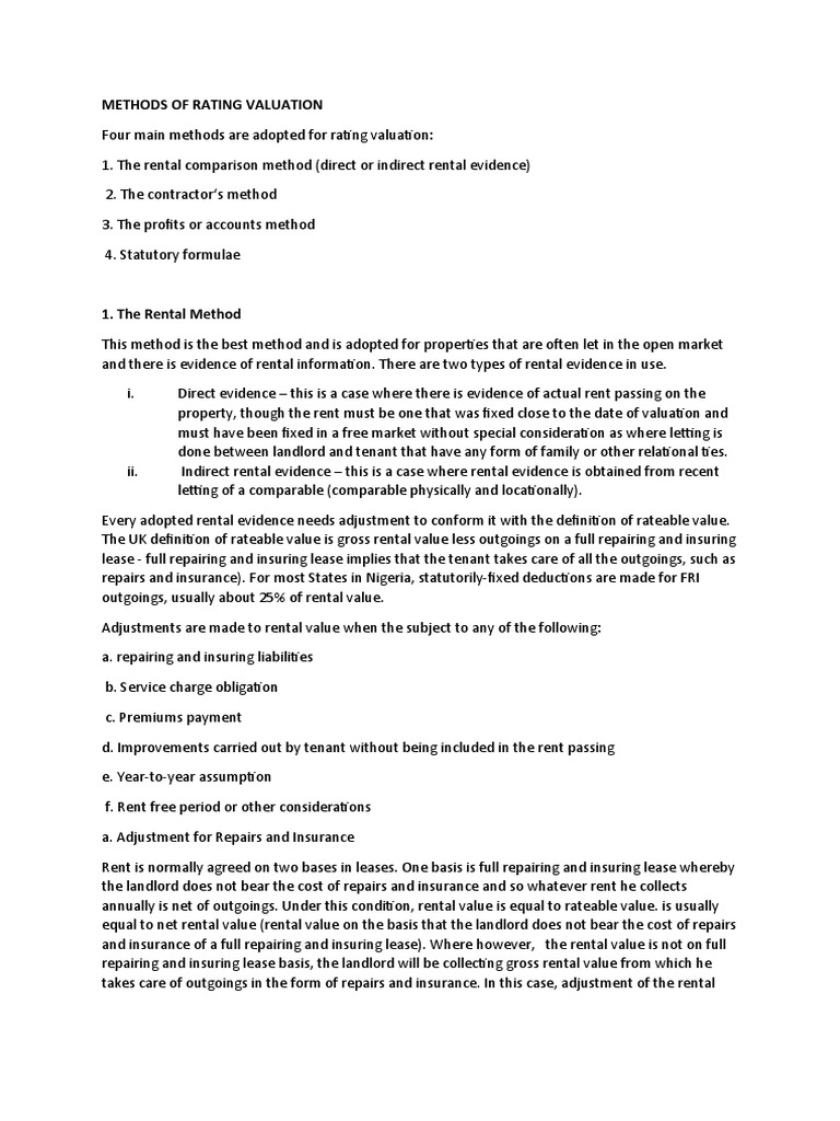 Rating Valuation Lecture 2 (MAIN) | PDF