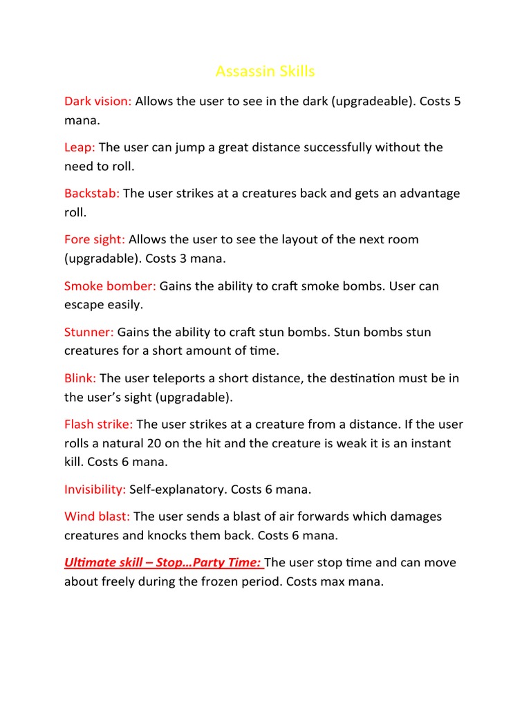 Assassin Skills | PDF