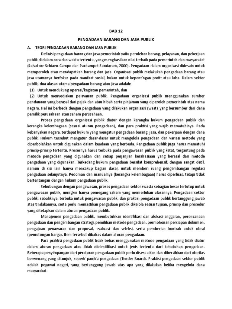 Bab 12 Pengadaan Barang Dan Jasa Publik | PDF