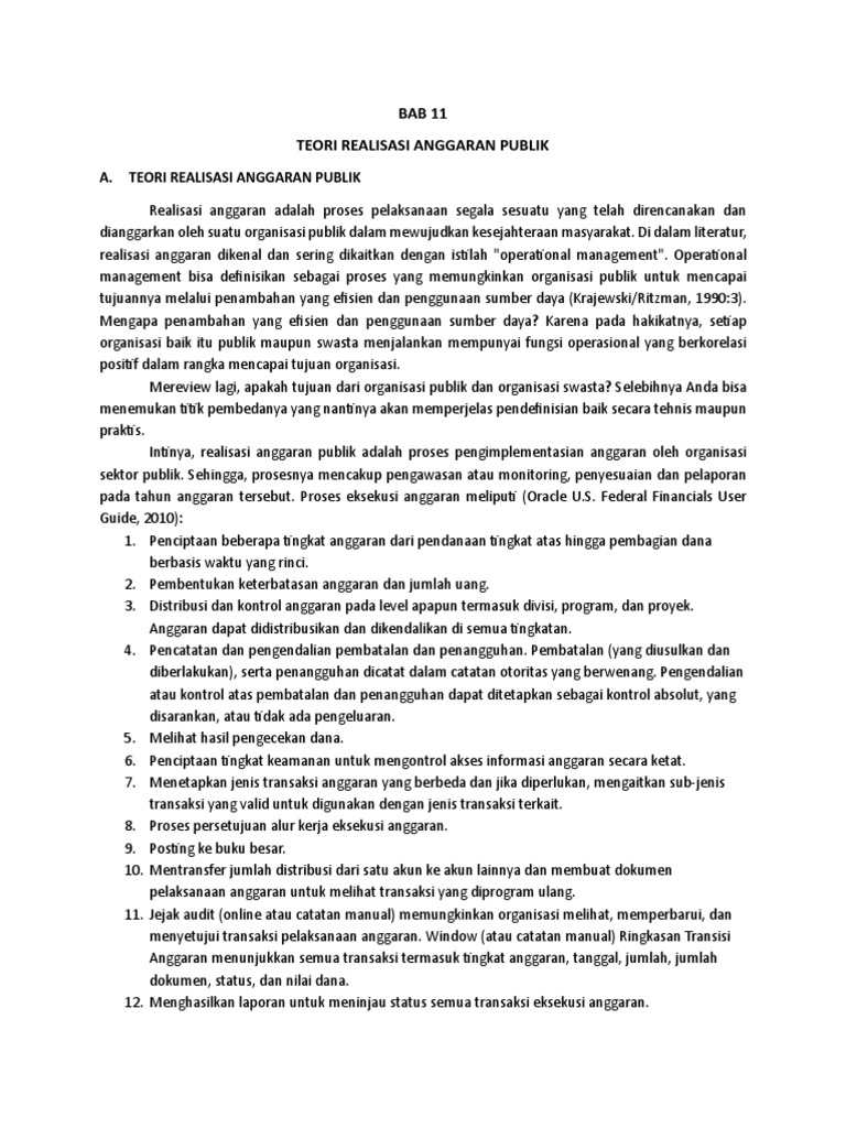 Bab 11 Teor Realisasi Anggaran Publik | PDF