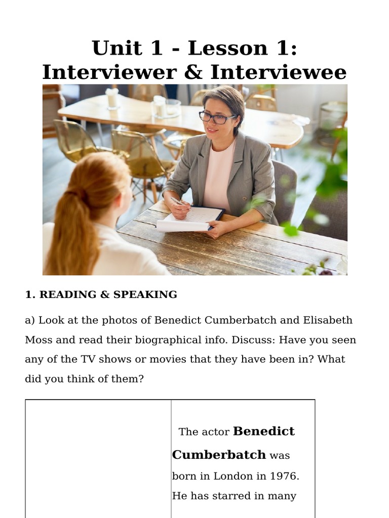 Unit 1 - Lesson 1 | PDF | Question | Verb