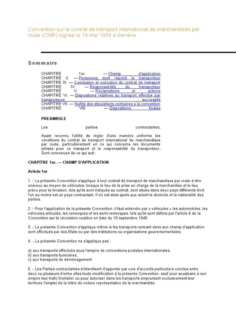 Convention CMR | PDF