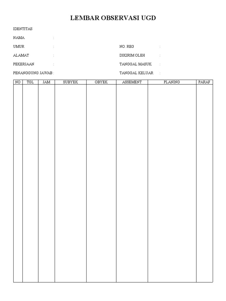 Lembar Observasi Ugd | PDF