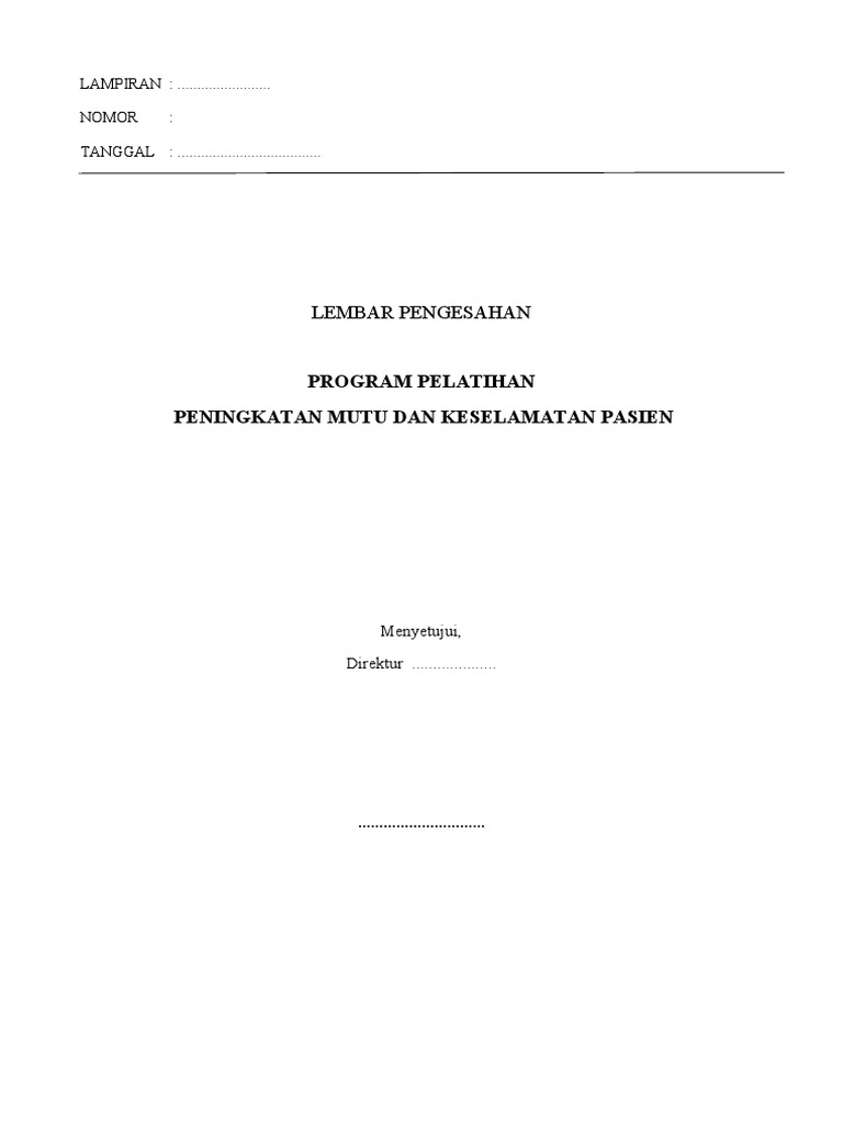 Lembar Pengesahan Program Pelatihan PMKP | PDF
