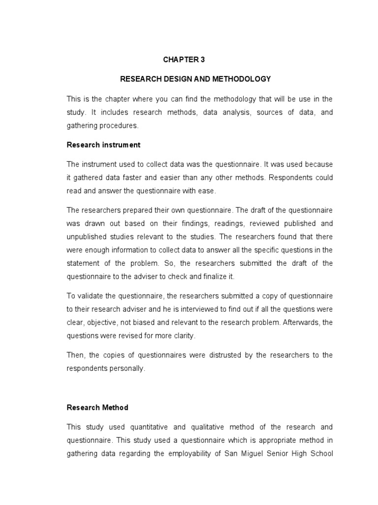 Chapter 3 (EMPLOYABILITY) | PDF | Questionnaire | Methodology