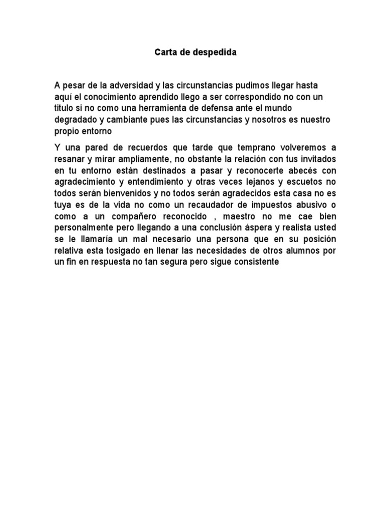 Carta de Despedida Reflexiva | PDF