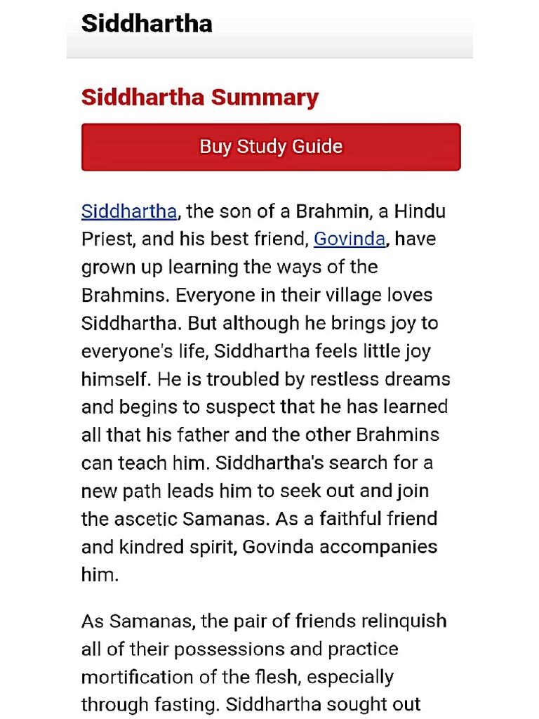 Siddharth Summary | PDF