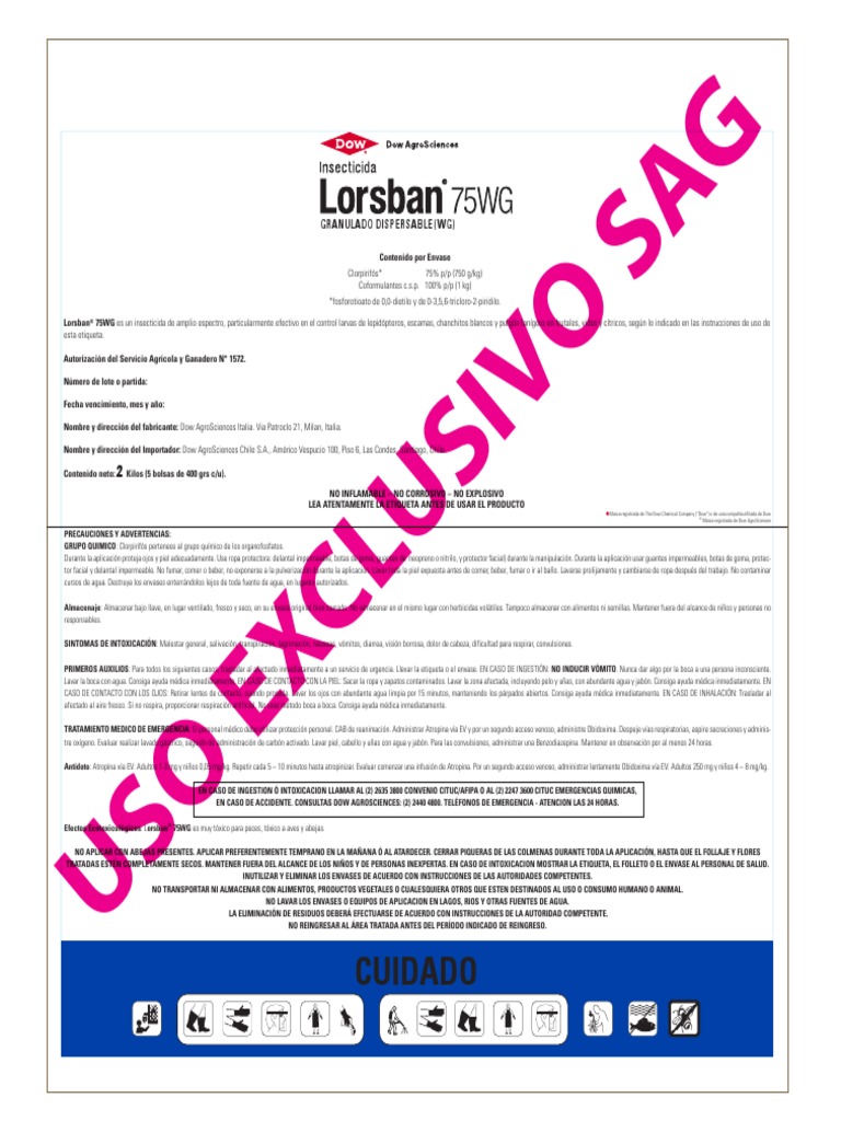 Lorsban 75 WG 24-09-2018 | PDF | Agua | Reanimación cardiopulmonar