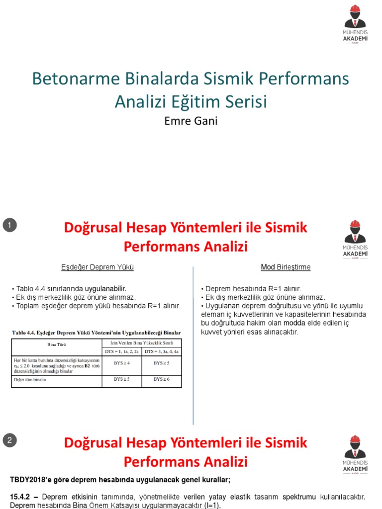 Doğrusal Sismik Performans Değerlendirmesi | PDF