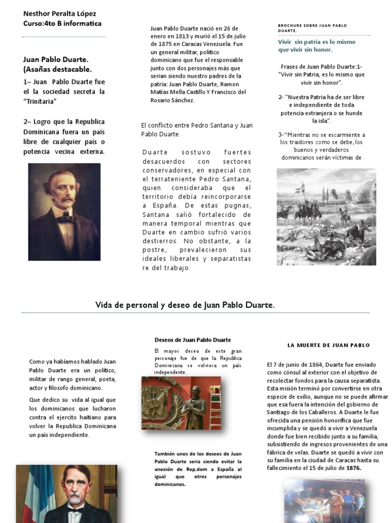 Brochure de Juan Pablo Duarte | PDF | República Dominicana
