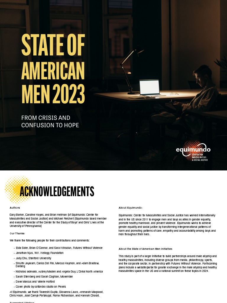 State of American Men 2023: Crisis to Hope | PDF | Masculinity | Woman
