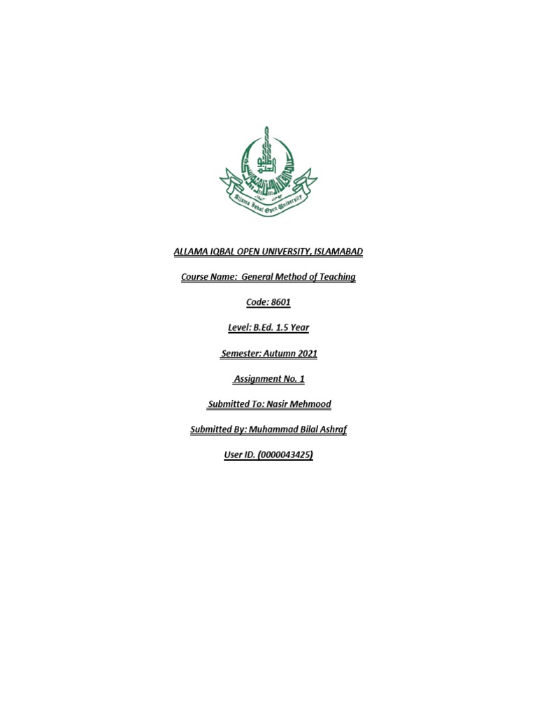 Assignment No 1 (8601) | PDF