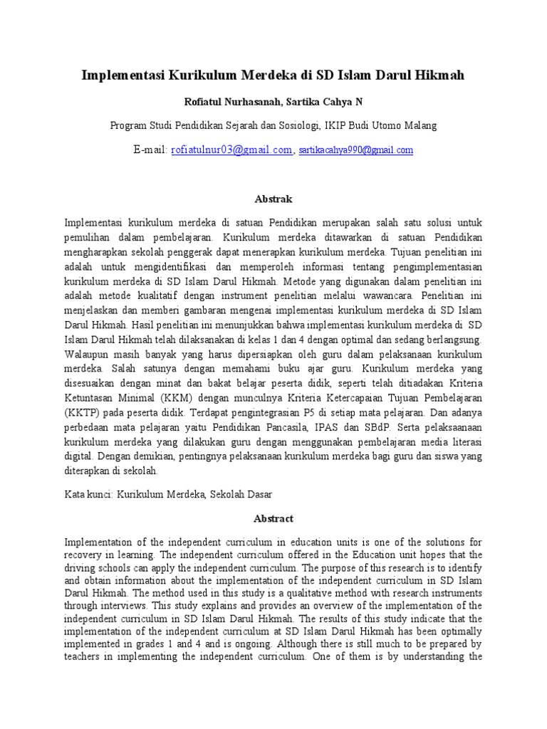 Implementasi Kurikulum Merdeka Sdi | PDF